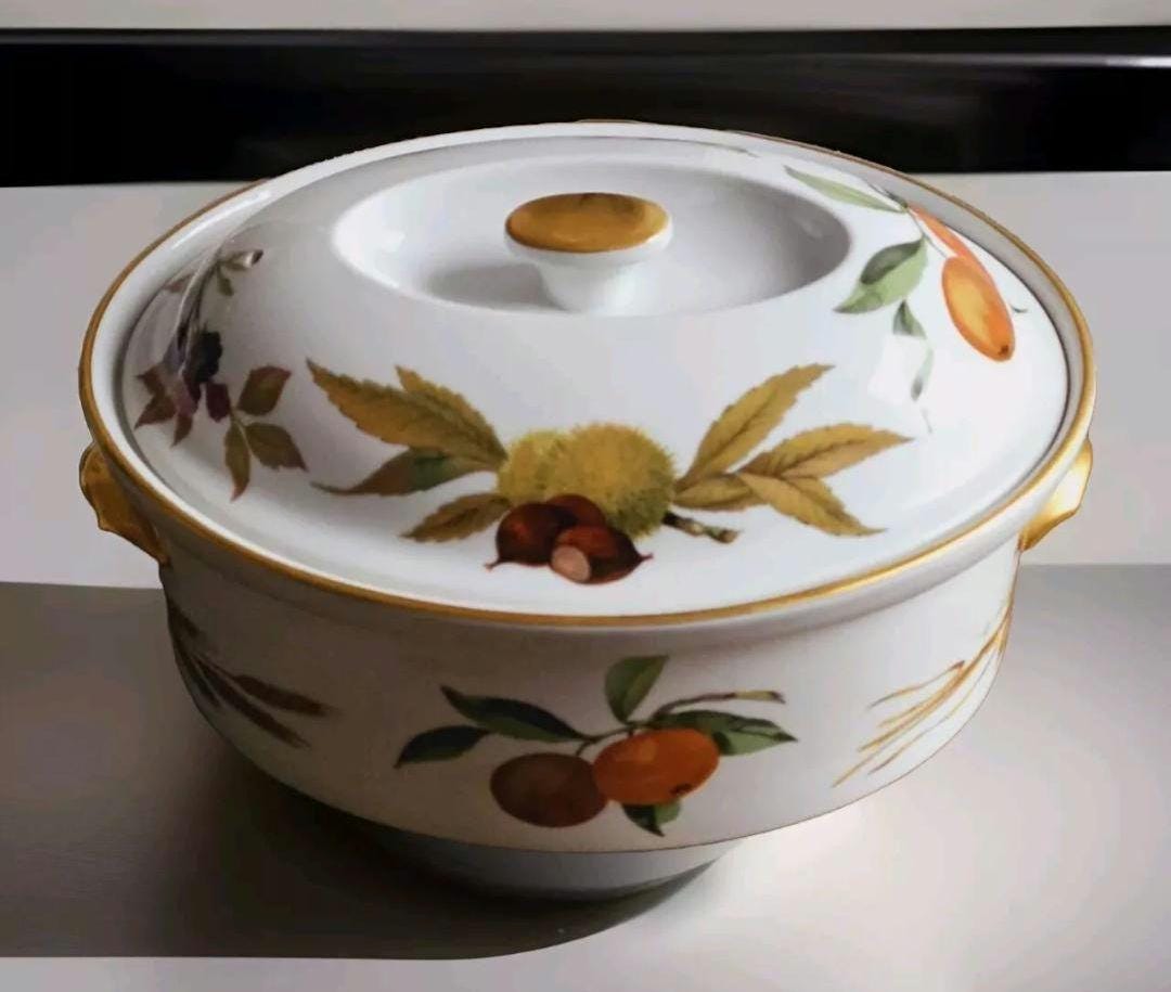 Royal Worcester Evesham Gold Casserole Dish: Vintage Fruit Design ...