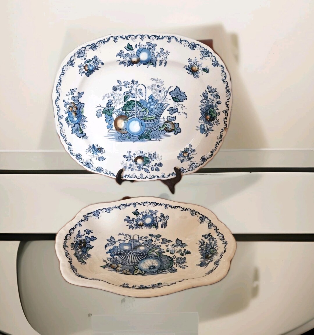 Vintage 1970s Mason’s Patent Ironstone “fruit Basket” Blue Oblong Meat ...