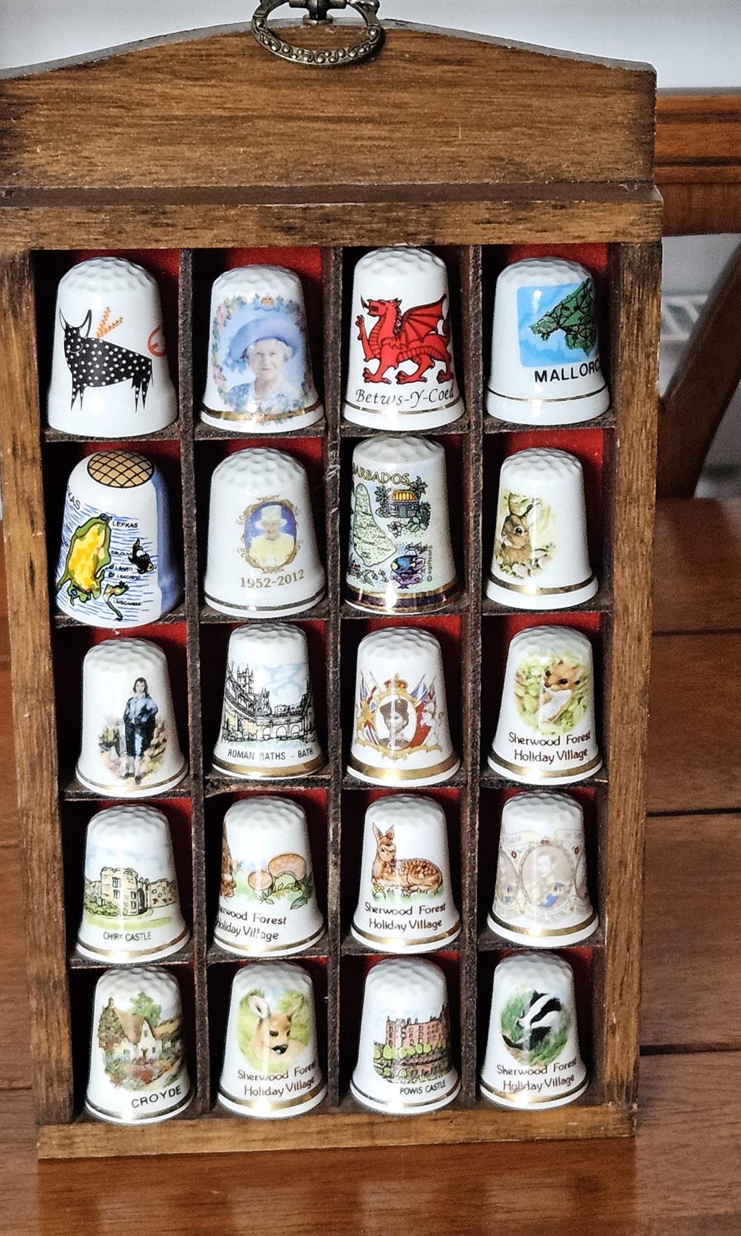 Wooden Wall Mounted Thimble Display Case +20 Thimbles Collection - Etsy