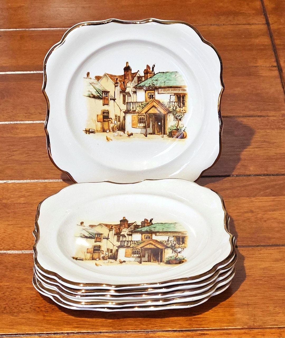 Vintage Lancaster Sandland English Ware ‘four Ways Inn’ Square Cake ...