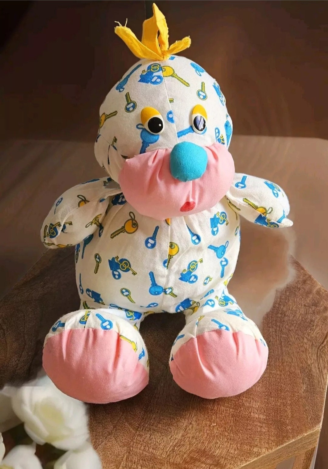 Vintage 1990s Fisher Price Puffalumps Cotton Chicken With Keys and Blue ...