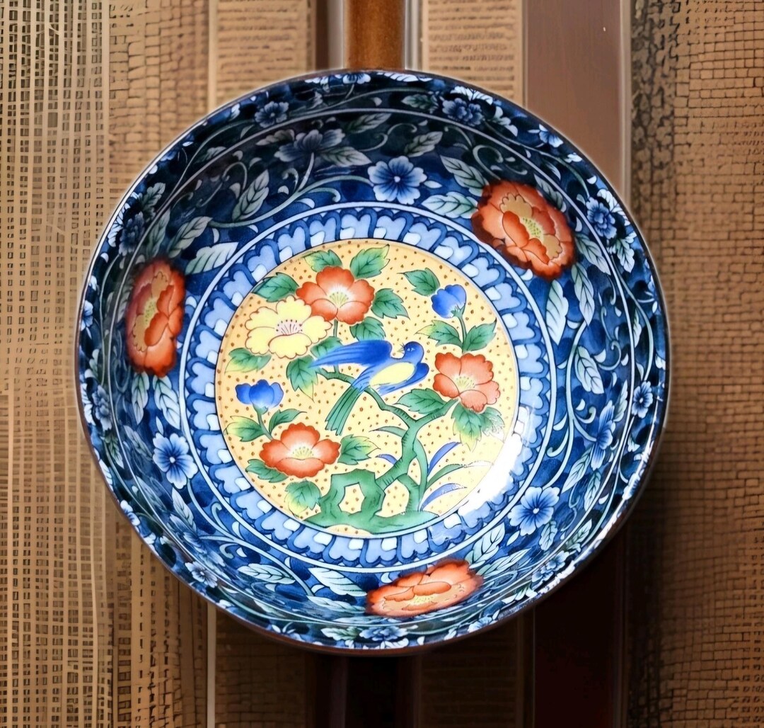 Japanese Imari Arita Juzan Gama Bowl Blue Bird & Red Chrysanthemums 19 ...