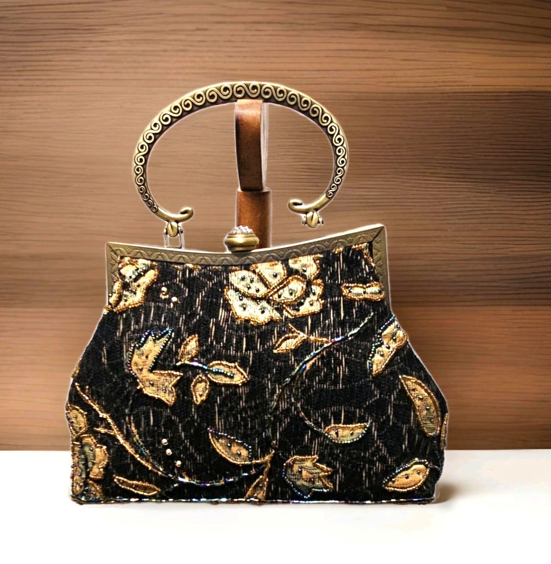 Vintage Y2K Leko London Brown & Gold Beaded Embroidered Party Wedding ...