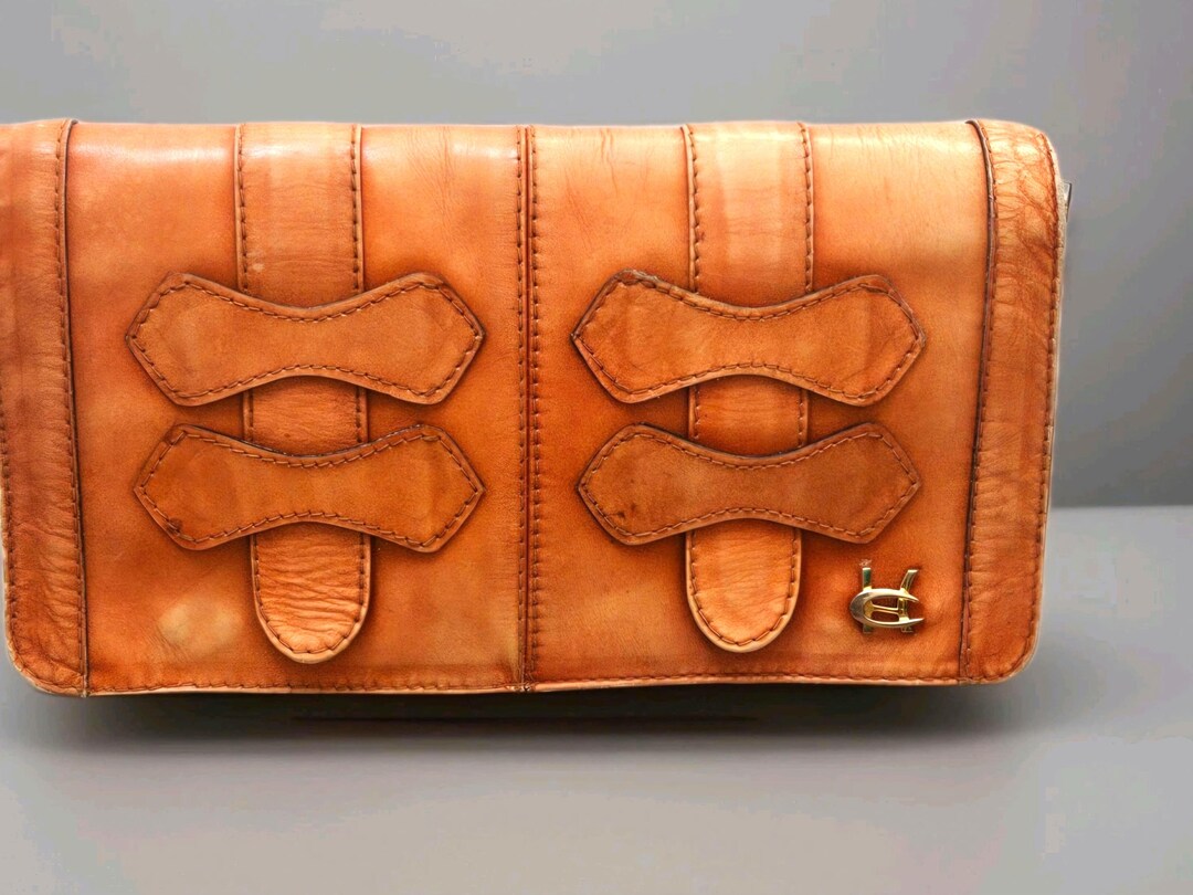Vintage Holland Cooper Monogram XL Clutch Bag | Cognac Tan Brown ...