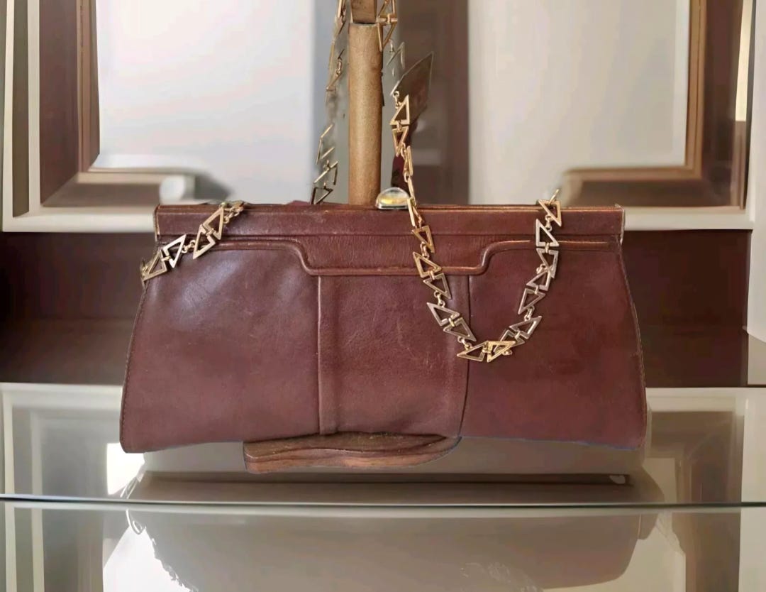 Vintage Oversize Elegant 40s/50s Brown Leather Clutch Occasion/evening ...