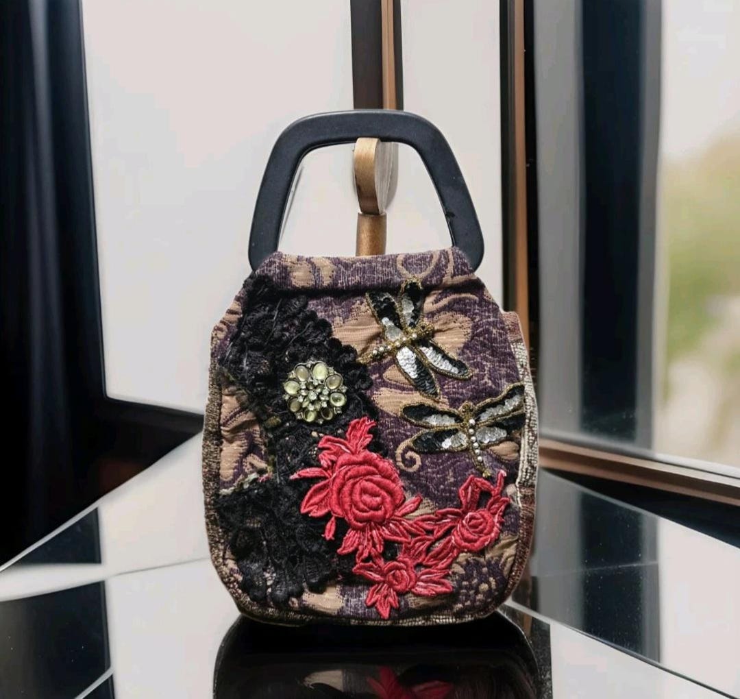 Vintage 70s Oneoff Cichi Handmade Australian Bag With Roses and ...