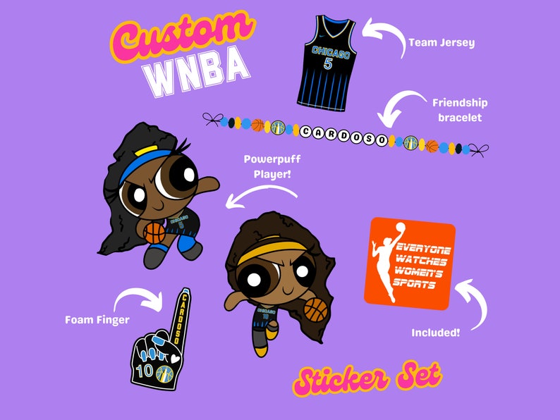 CUSTOM WNBA PLAYER Choose Your Player Sticker Set of 6 - Etsy