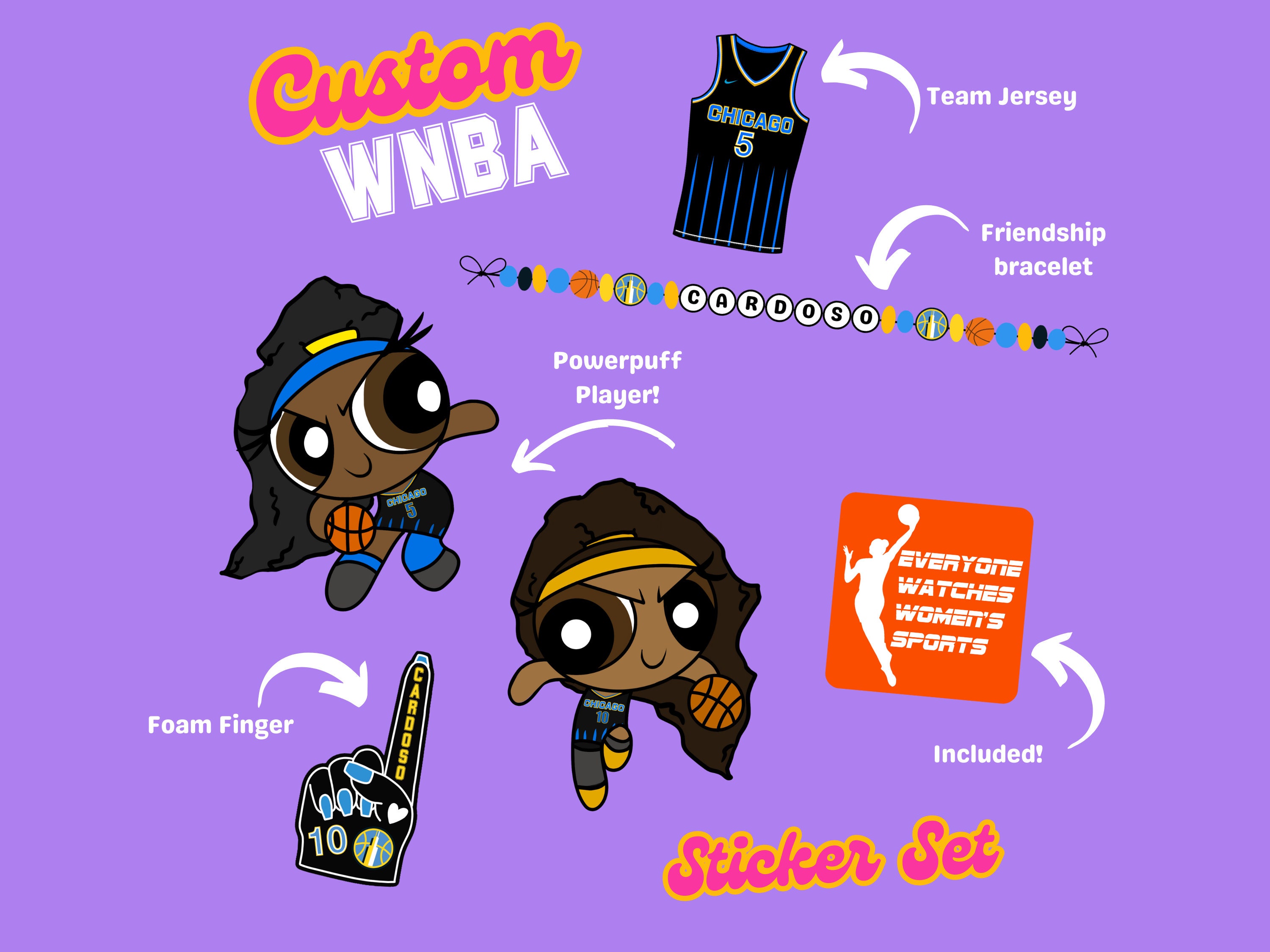 CUSTOM WNBA PLAYER Choose Your Player Sticker Set of 6 - Etsy