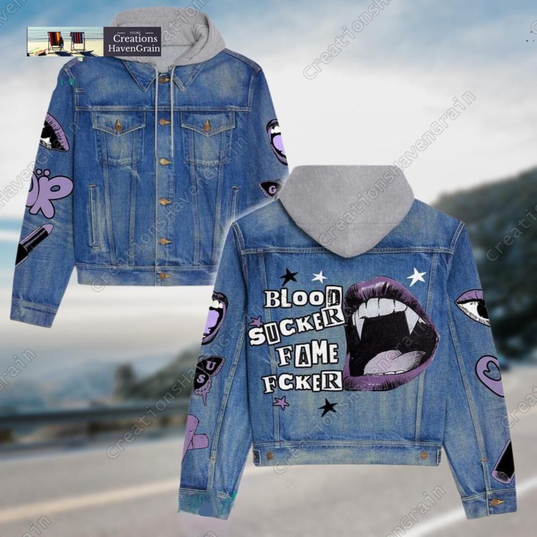 Olivia Rodrigo Hooded Denim Jacket, Olivia Blood Sucker Fame Fcker ...
