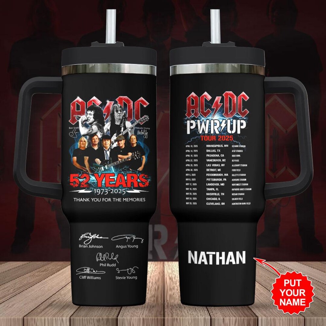 ACDC Tumbler 40oz, Rock Band Insulated Cup, Pwr up Tour 2025 Gift ...