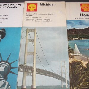 12 Vintage Shell US States and Cities Road Maps 60's 70's - Etsy