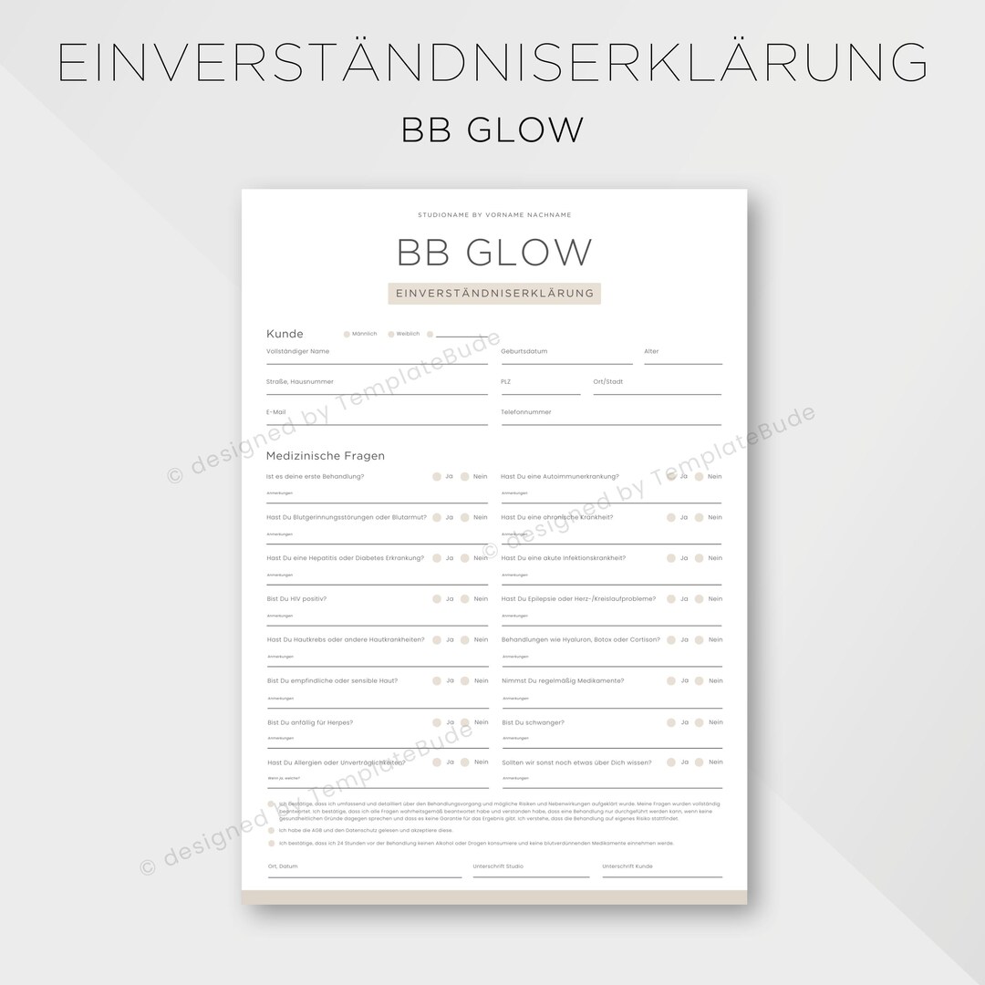 Consent Form for BB Glow Treatment Consent for BB Glow Skin Treatment ...