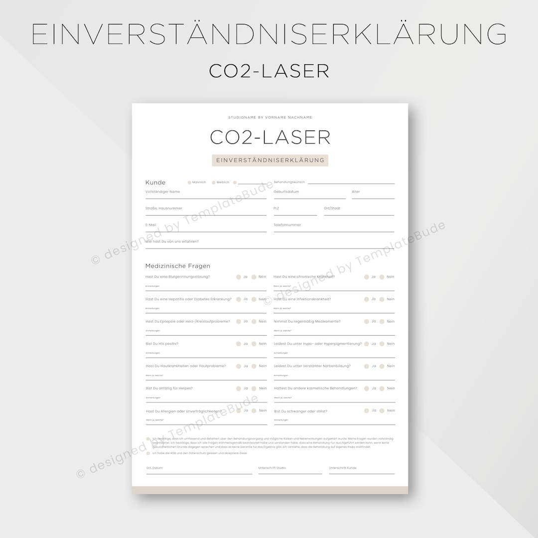 Consent Form for CO2 Laser Treatment Consent for CO2 Laser - Etsy