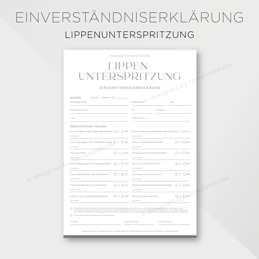 Consent Form for Lip Injections Consent for Lip Modeling - Etsy UK