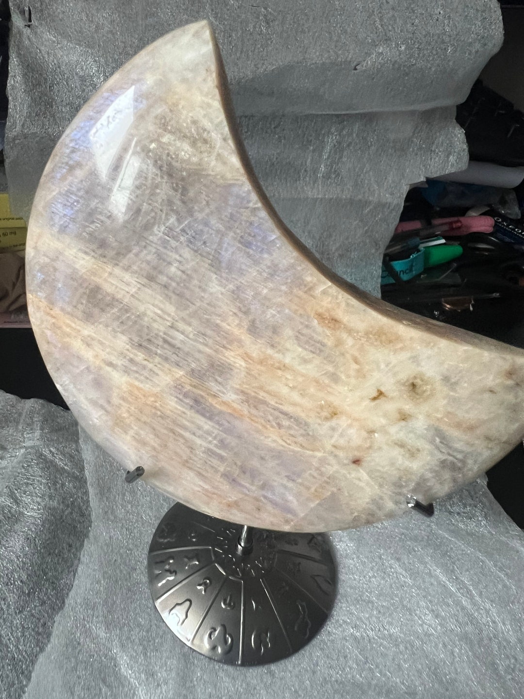 Moonstone Moon Carving With Stand - Etsy