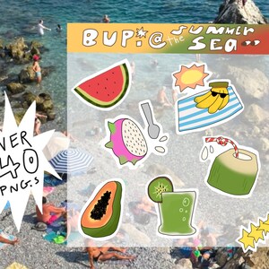 Bupi @ the Summer Sea - Digital Sticker Collection - Etsy