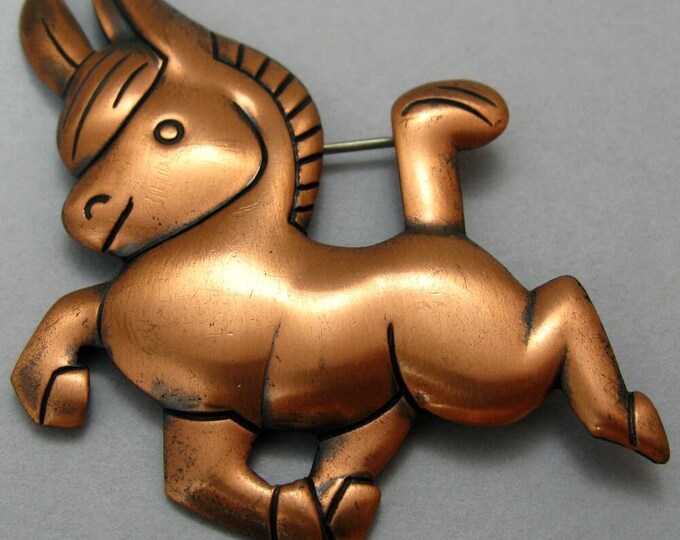 Vintage Copper Donkey Pin - Etsy