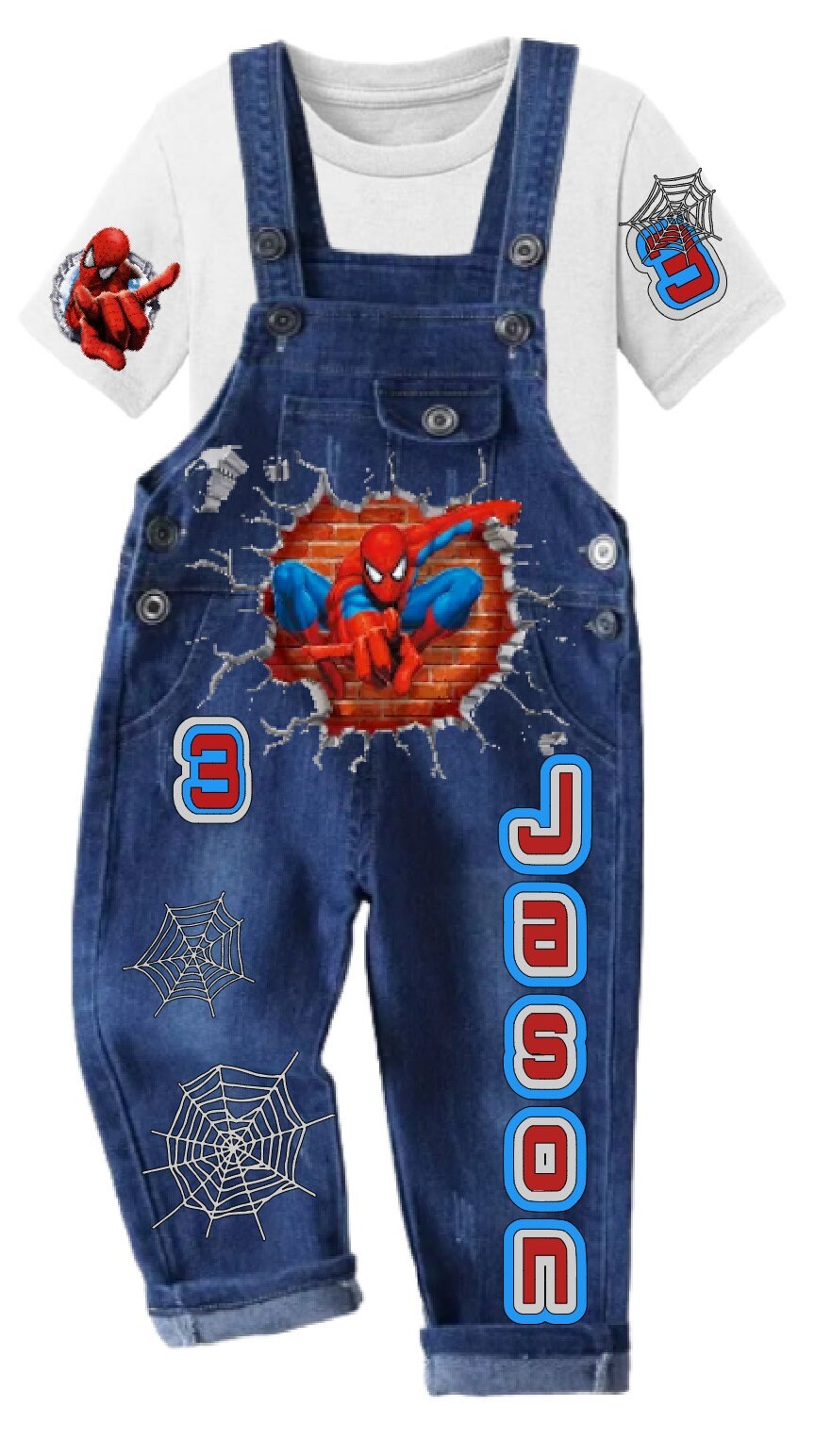 Customize Spiderman Overalls and Tshirt - Etsy
