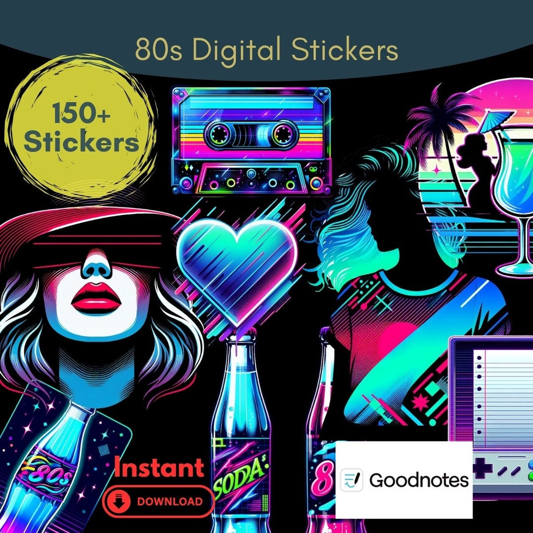 Goodnotes Elements Digital Stickers Retro 80s, Goodnotes Stickers, iPad ...
