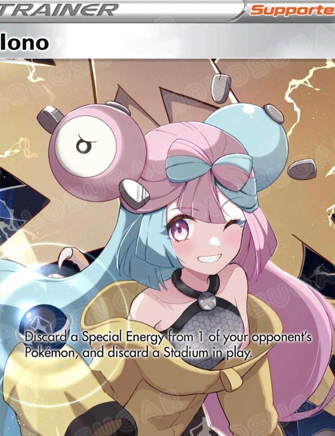 Handmade Holographic Pokémon Trainer Card – Iono Waifu - Etsy