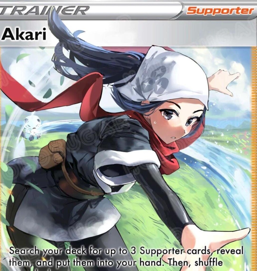 Handmade Holographic Pokémon Trainer Card – Akari Waifu - Etsy