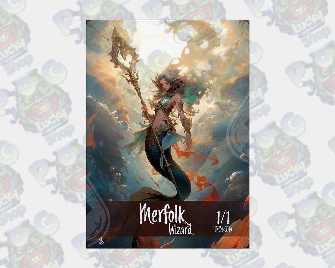 Token Merfolk Wizard Full Art Mtg Proxy Custom Card Holographic - Etsy