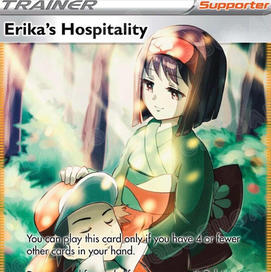 Handmade Holographic Pokémon Trainer Card – Erika's Hospitality Waifu ...