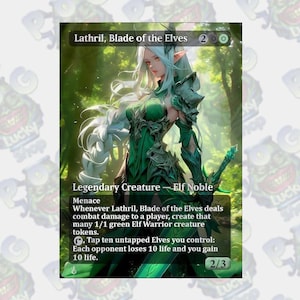 Lathril,blade of the Elves Full Art Mtg Proxy Custom Card Holographic ...