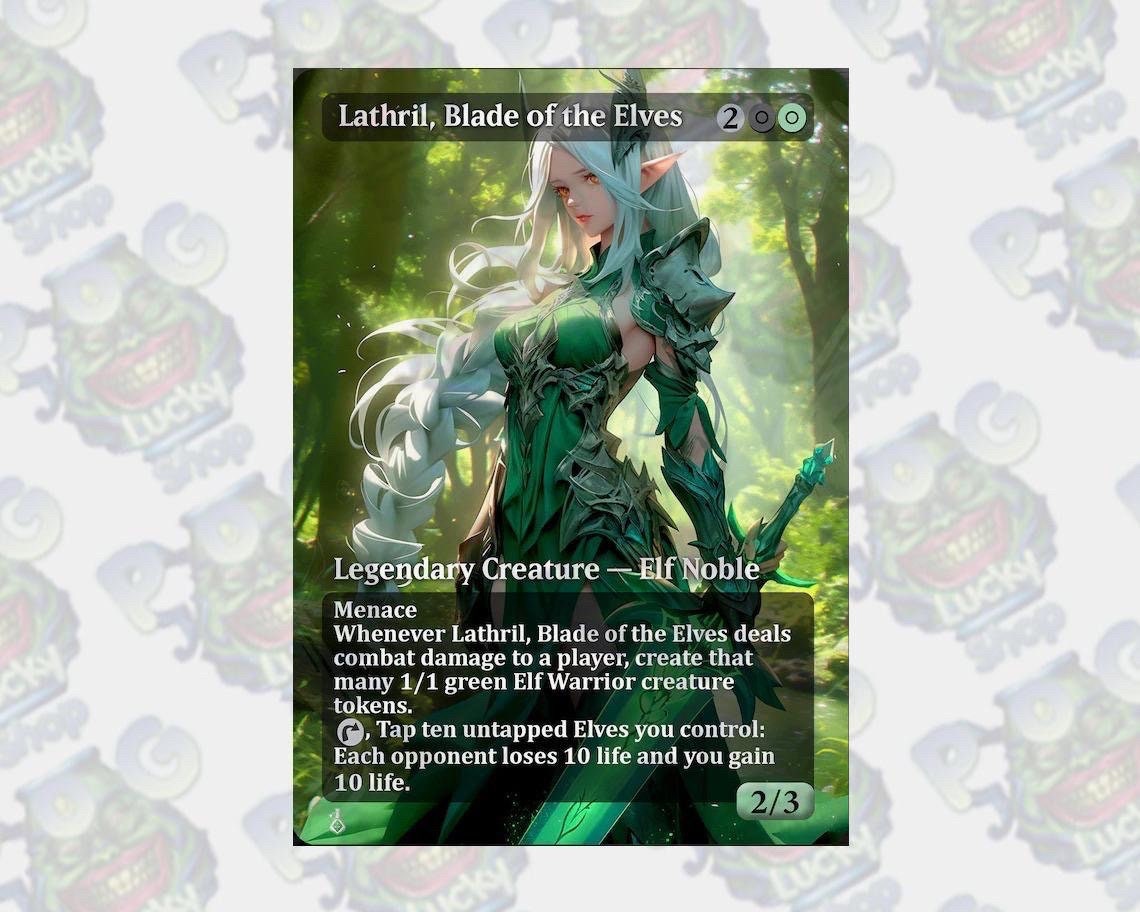 Lathril,blade of the Elves Full Art Mtg Proxy Custom Card Holographic ...