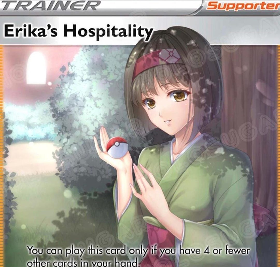 Handmade Holographic Pokémon Trainer Card – Erika's Hospitality Waifu ...