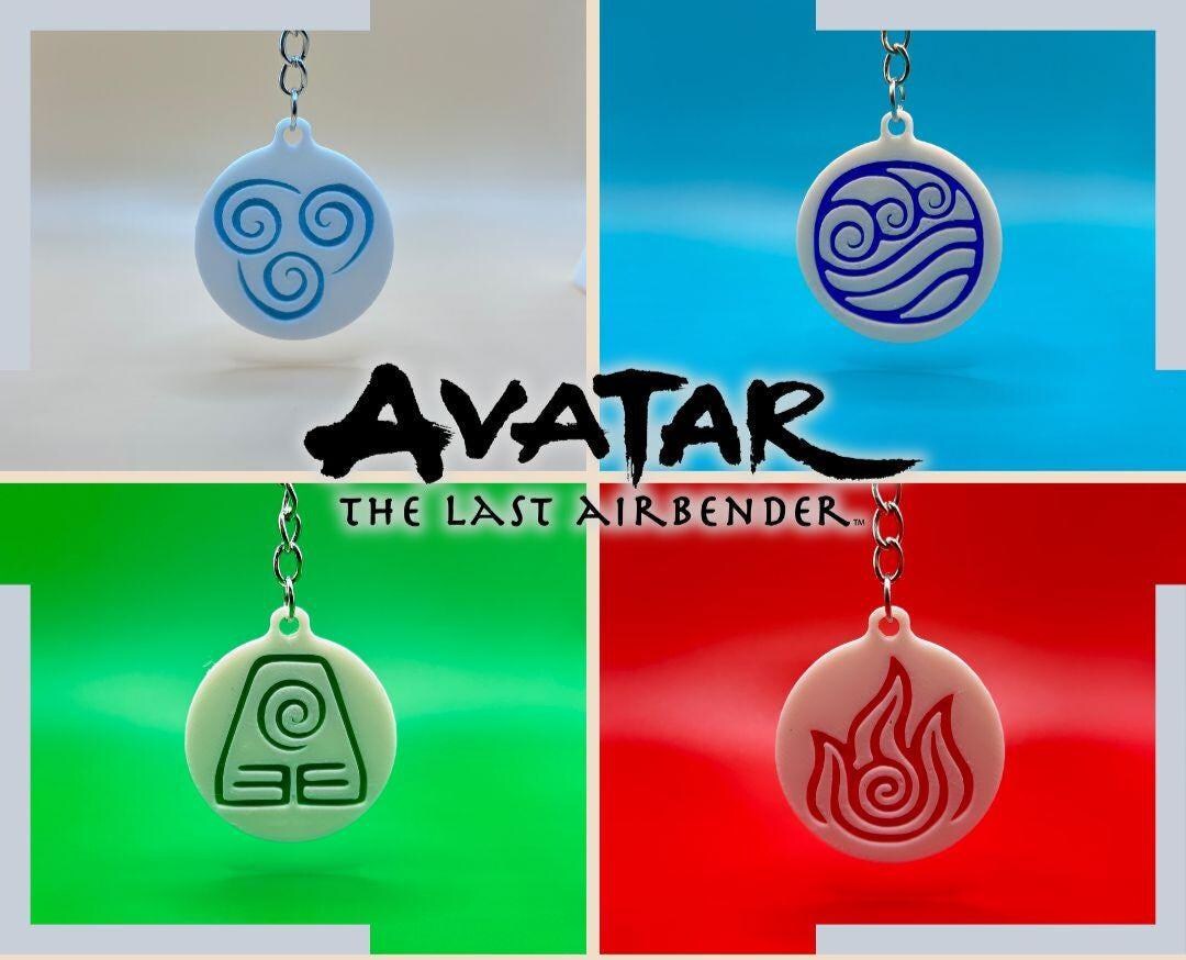 Avatar ATLA Four Elements Keychain - Etsy