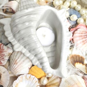 Cement Vessel,beach Theme,seashell Tealight Candle Holder - Etsy
