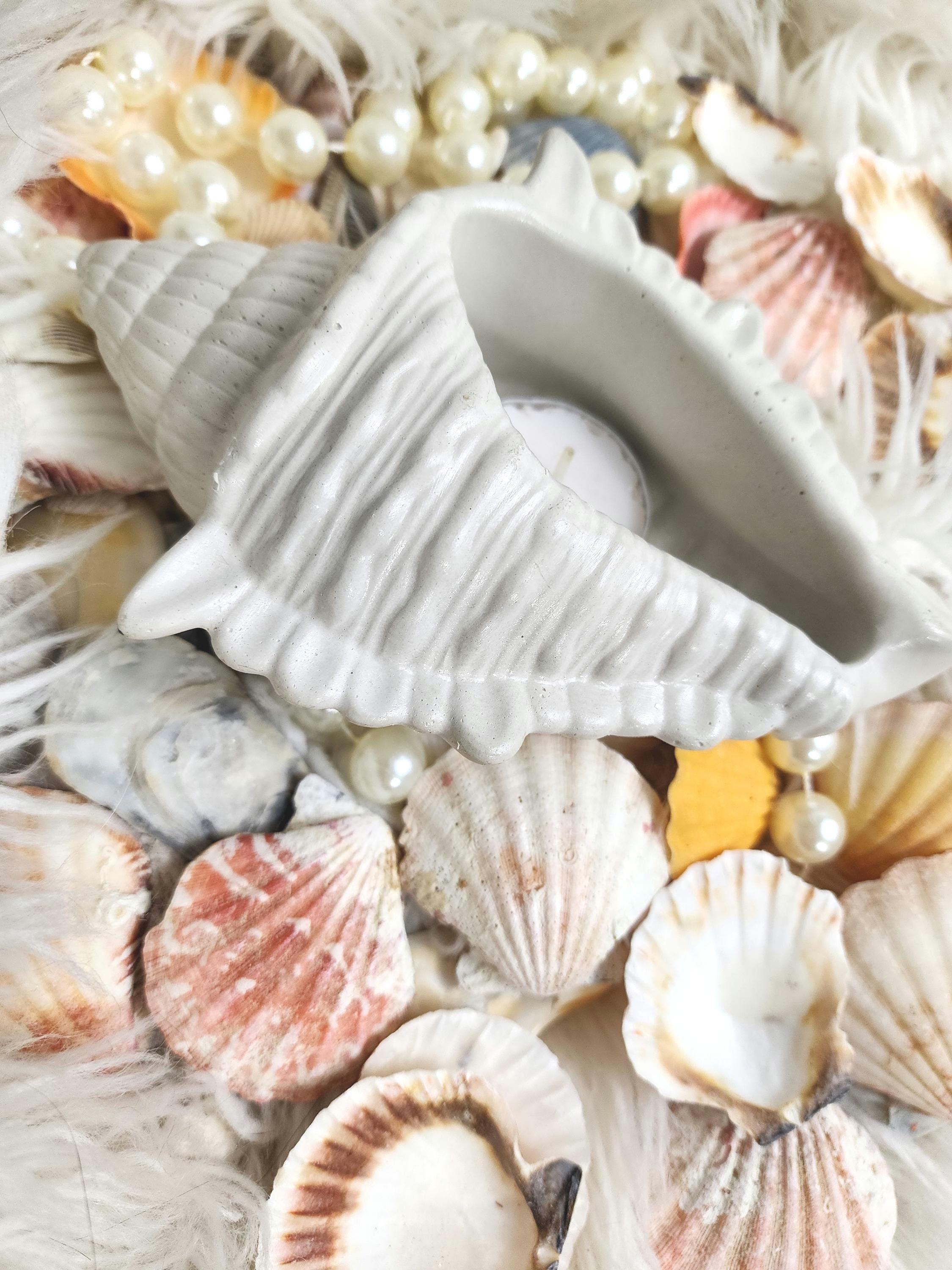 Cement Vessel,beach Theme,seashell Tealight Candle Holder - Etsy
