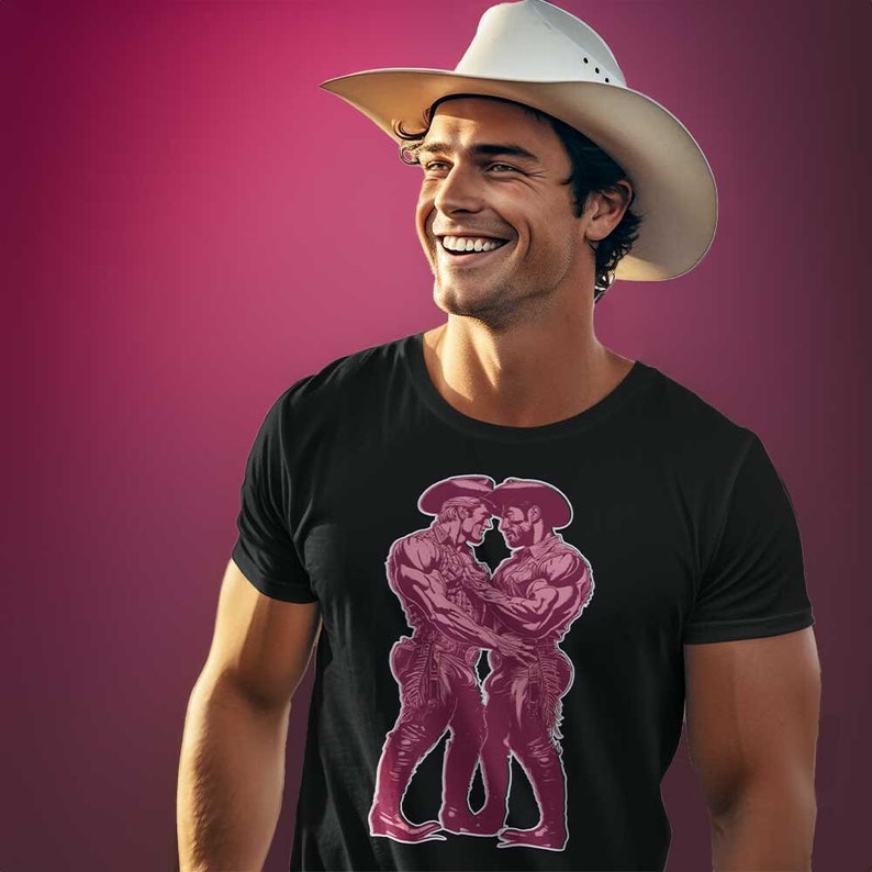Gay Cowboy Shirt Cheeky Gay T-shirt for Cowboys Tshirt for Leather Men ...