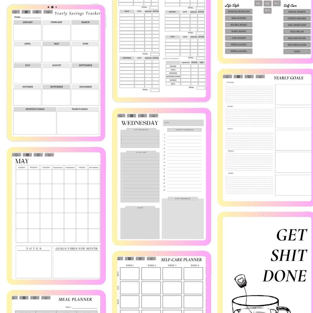 Digital Calendar/planner, Basic Digital Planner, Selfcare Planner, Self ...