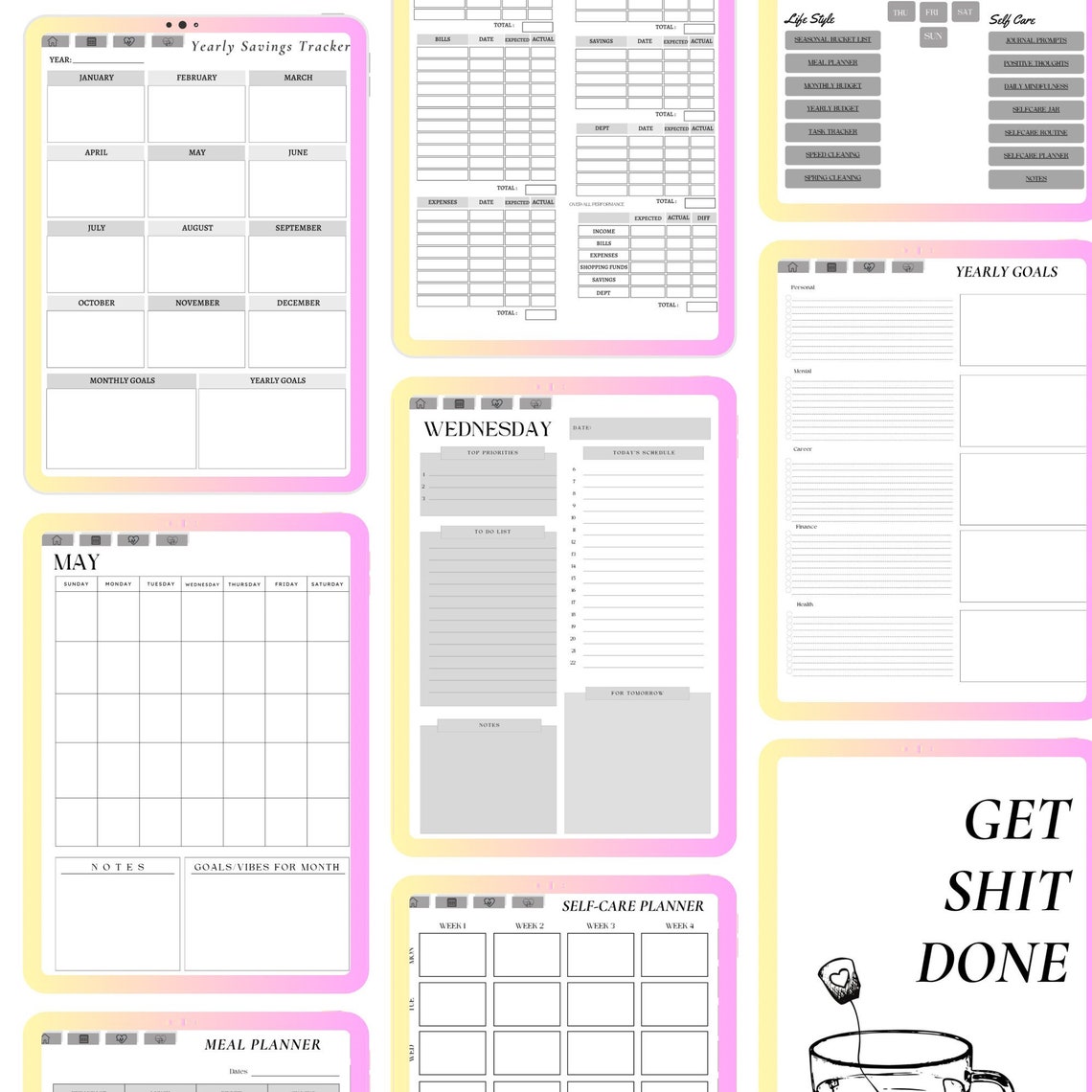 Digital Calendar/planner, Basic Digital Planner, Selfcare Planner, Self ...