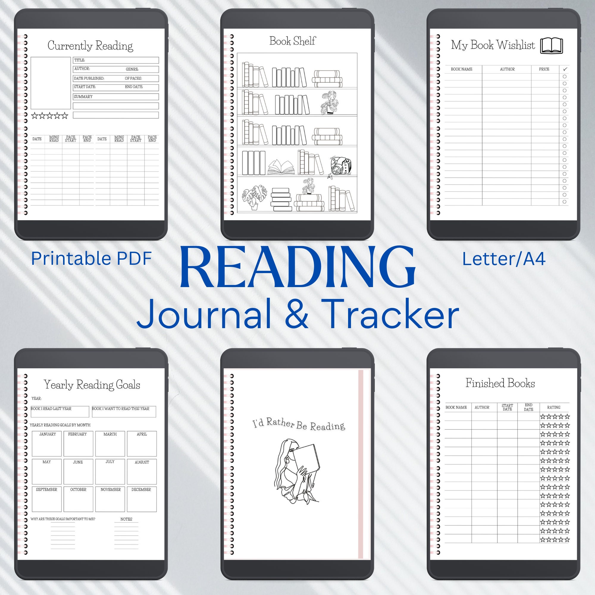 Digital Reading Journal, Digital Book Tracker, Digital Bookshelf, Book ...