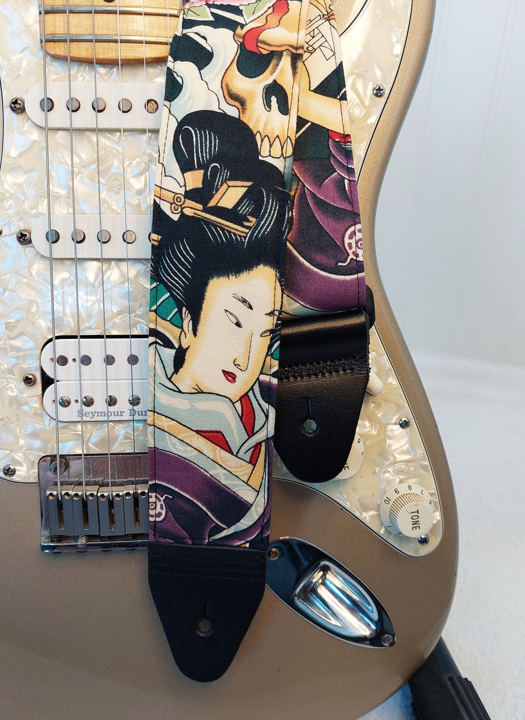 Zen Charmer Skull Geisha Guitar Strap - Etsy