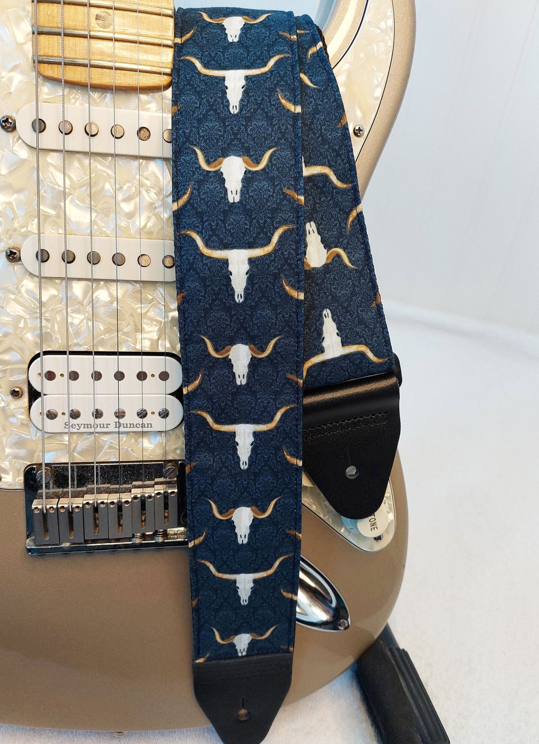 Cattle Longhorn Skull Guitar Strap - Etsy