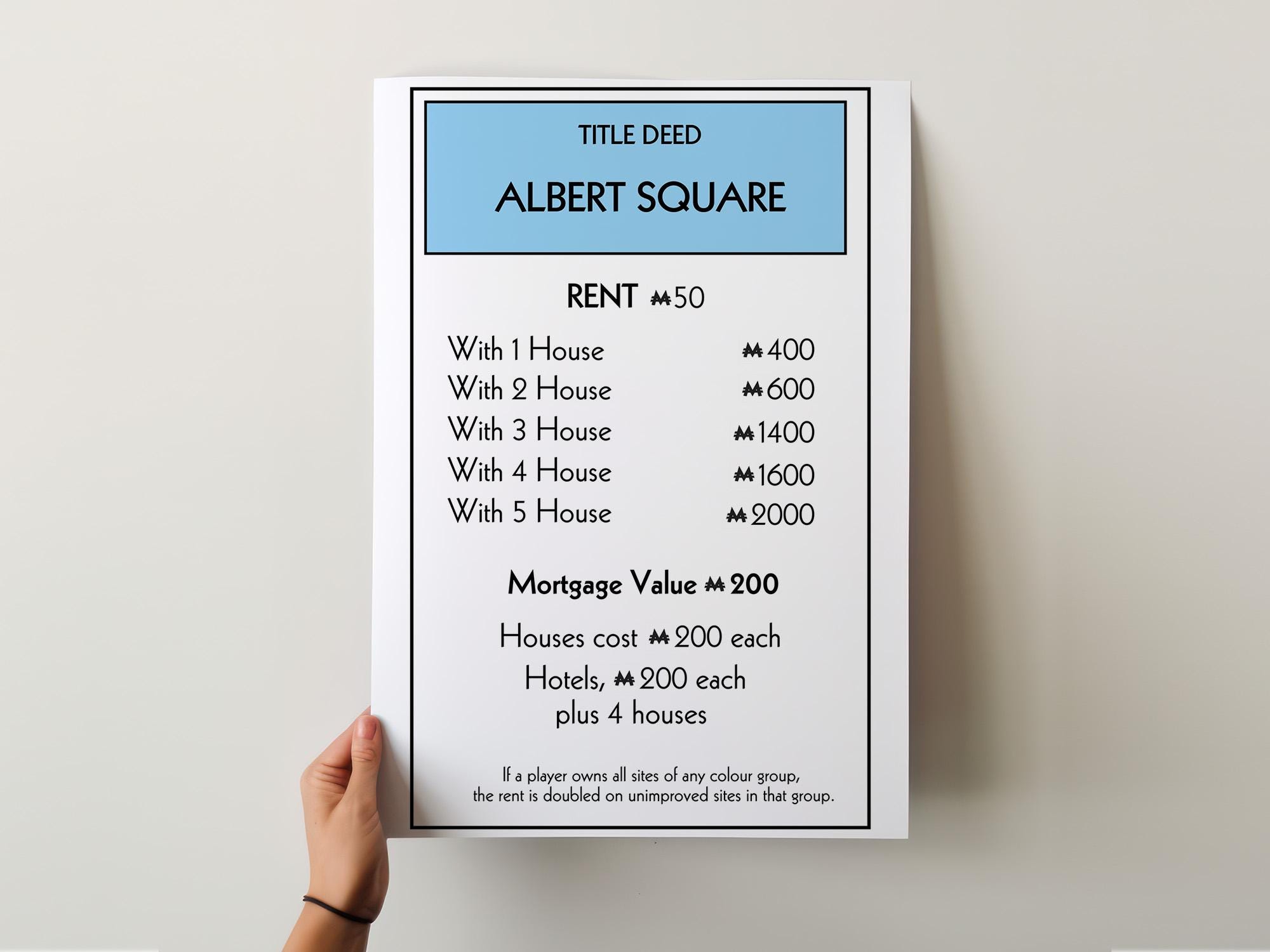 Customisable Monopoly Property Card - Monopoly Game - Board Game ...