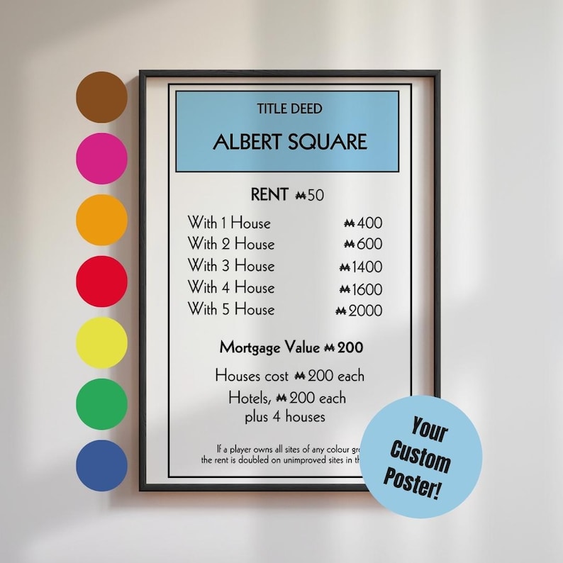 Customisable Monopoly Property Card - Monopoly Game - Board Game ...