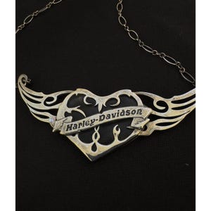 Vintage Harley Davidson Choker Necklace | Sterling Silver Heart & Angel ...