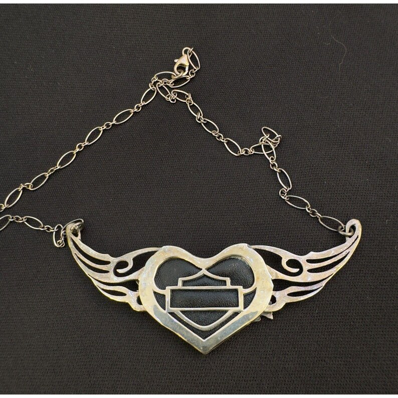 Vintage Harley Davidson Choker Necklace | Sterling Silver Heart & Angel ...