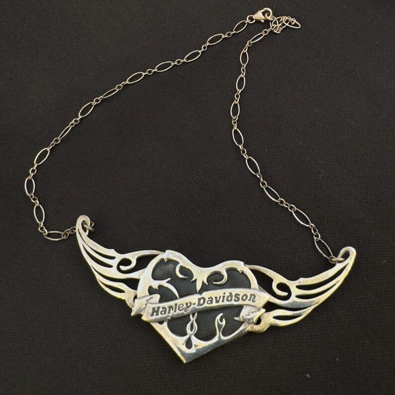 Vintage Harley Davidson Choker Necklace | Sterling Silver Heart & Angel ...