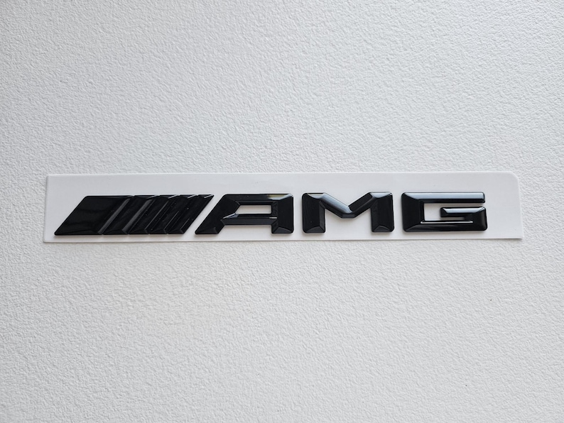 AMG Badges Logo Chrome ABS 3D Sticker Emblem Decal for Trunk Black ...