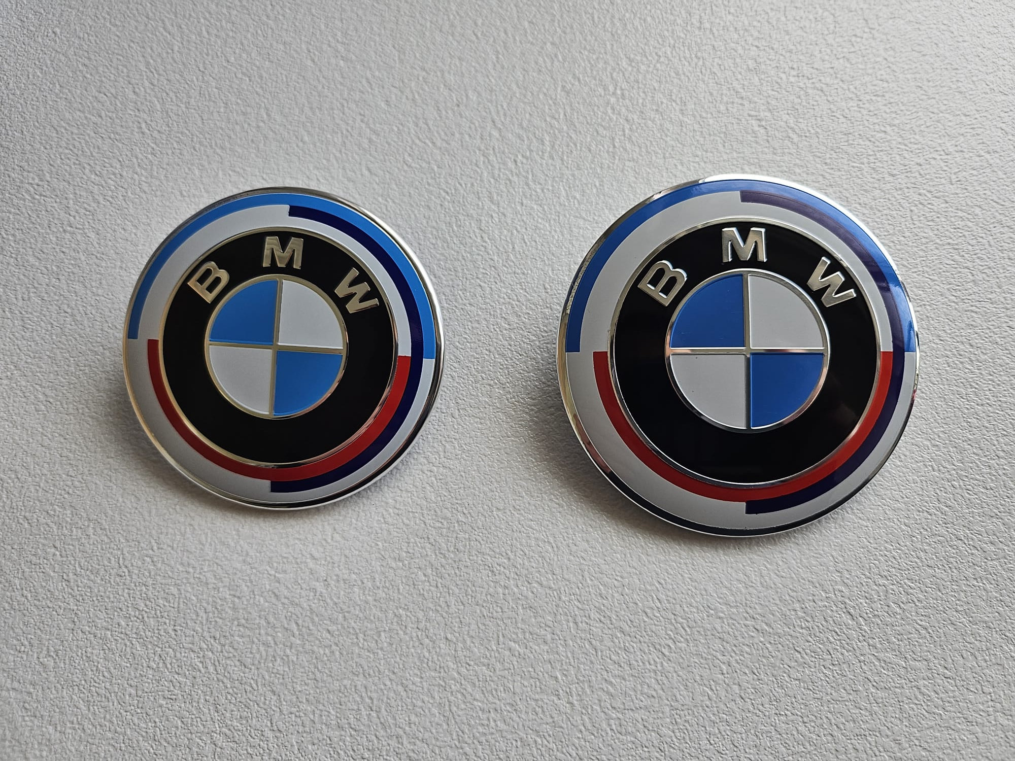 2x BMW 50 Years Badges 82 Mm 74 Mm / 2X 82 Mm Logo Emblem on Trunk and ...
