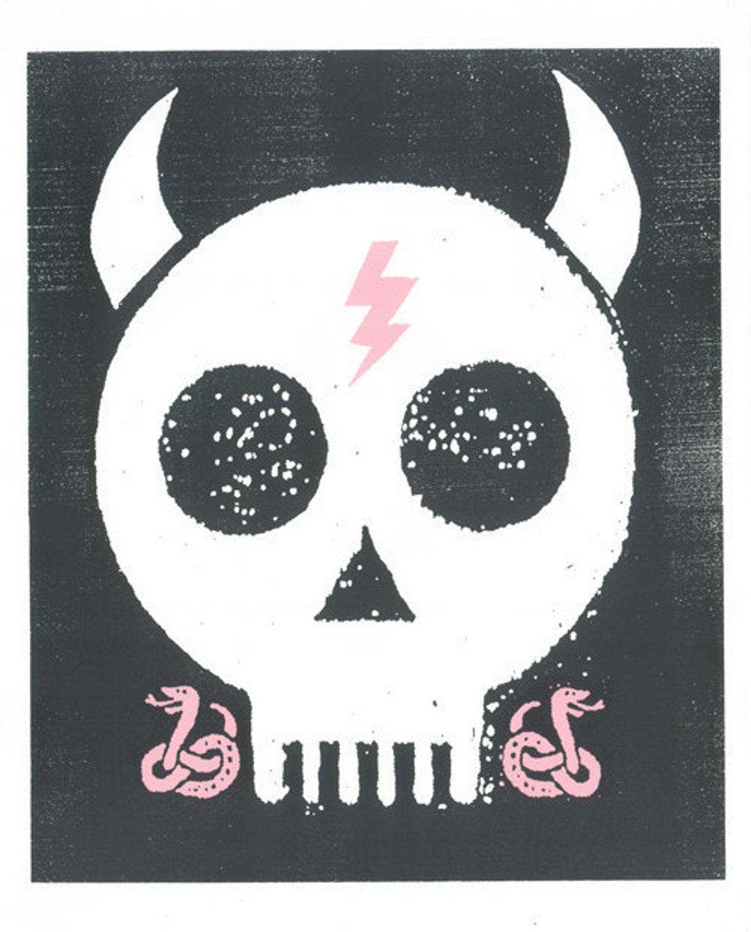 Punk Skull Screen Print by Print Mafia - Etsy