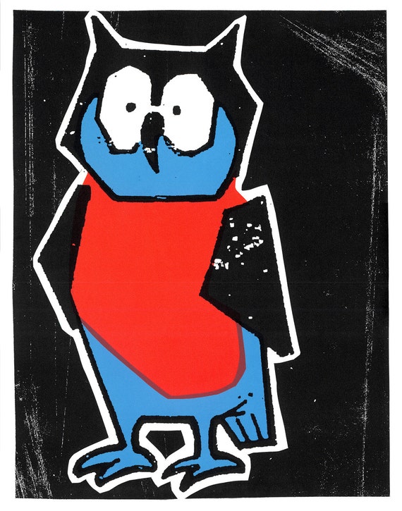 Night Owl Screen Print by Print Mafia - Etsy