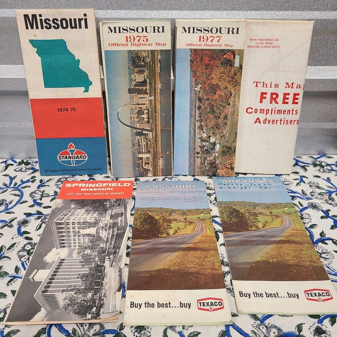 Lot of 7 - Vintage 70s Texaco Road Maps, Missouri & Arkansas State Maps ...