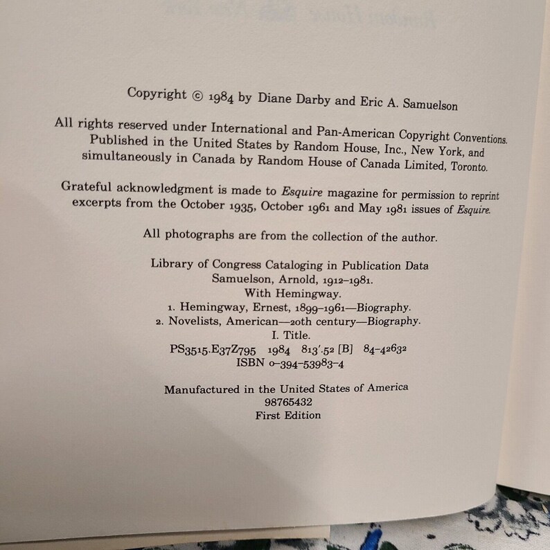 With Hemingway: A Year in Key West and Cuba Arnold Samuelson 1984 HC ...